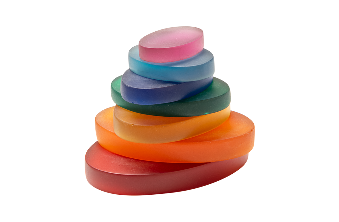 Kids' Resin Pebble Slices Rainbow 7pc | Preschool Equipment Australia