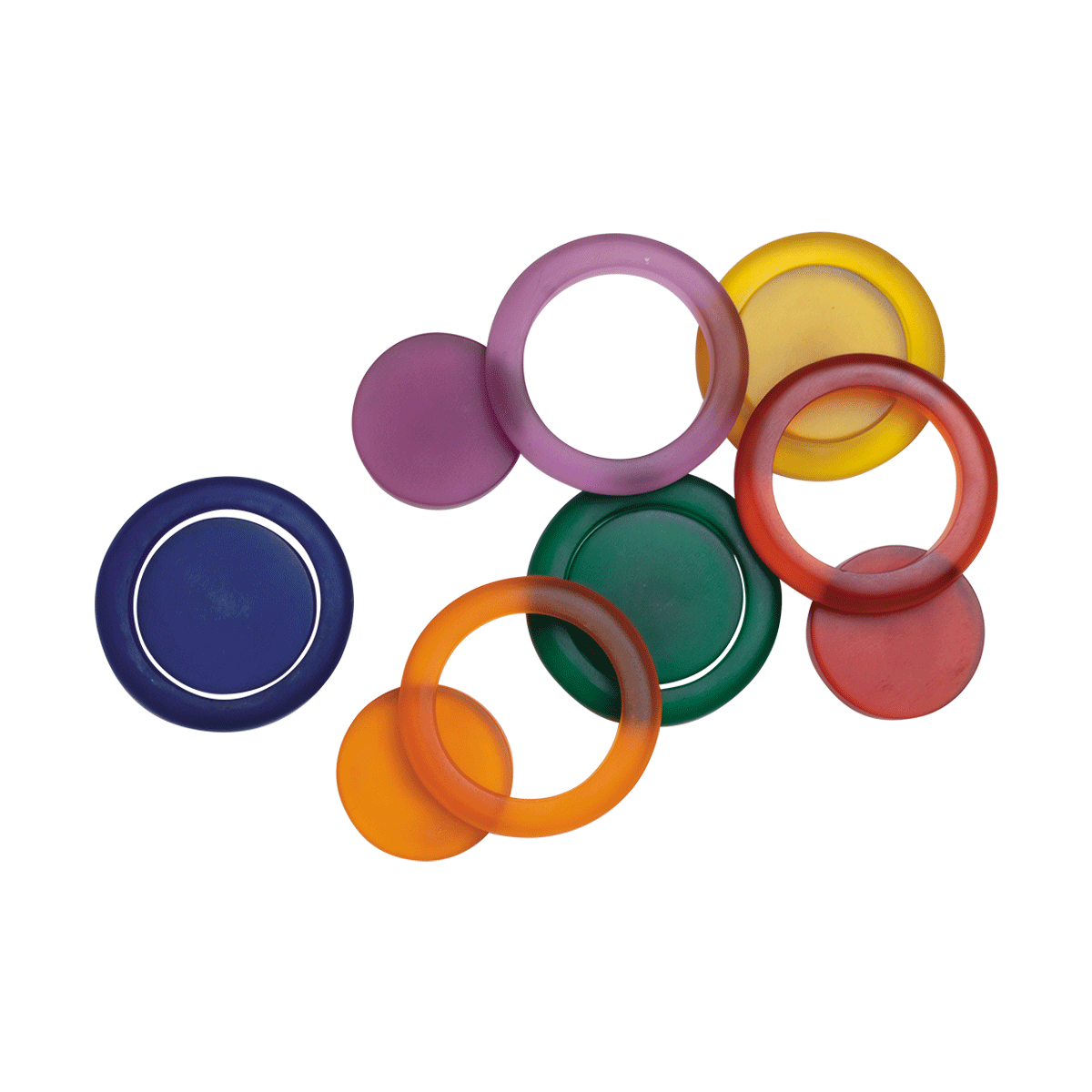 Resin Ring & Disc Rainbow 12pc | Preschool Equipment Australia