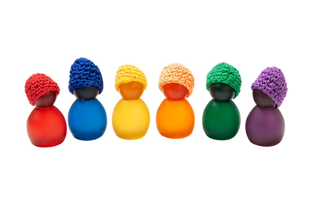 Resin People with Hats Rainbow 6pc | Preschool Equipment Australia