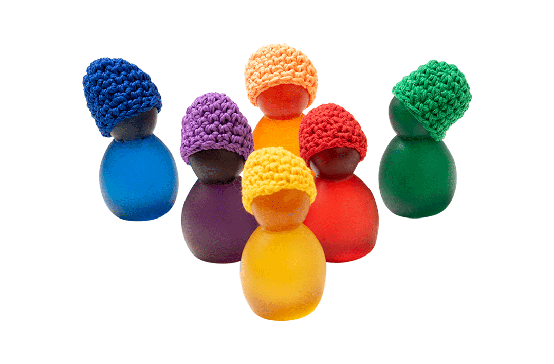 Resin People with Hats Rainbow 6pc | Preschool Equipment Australia