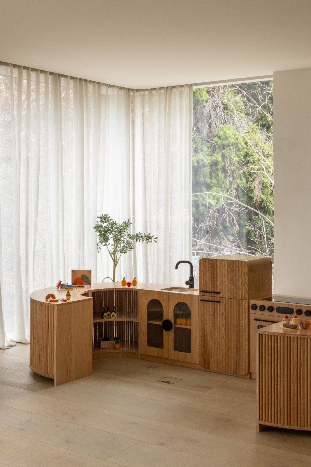 Oak Fluted Home Corner & Storage | Preschool Equipment Australia