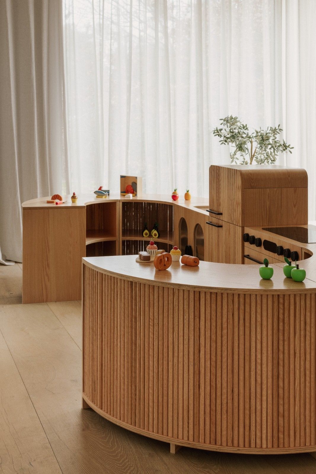 Oak Fluted Home Corner & Storage | Preschool Equipment Australia