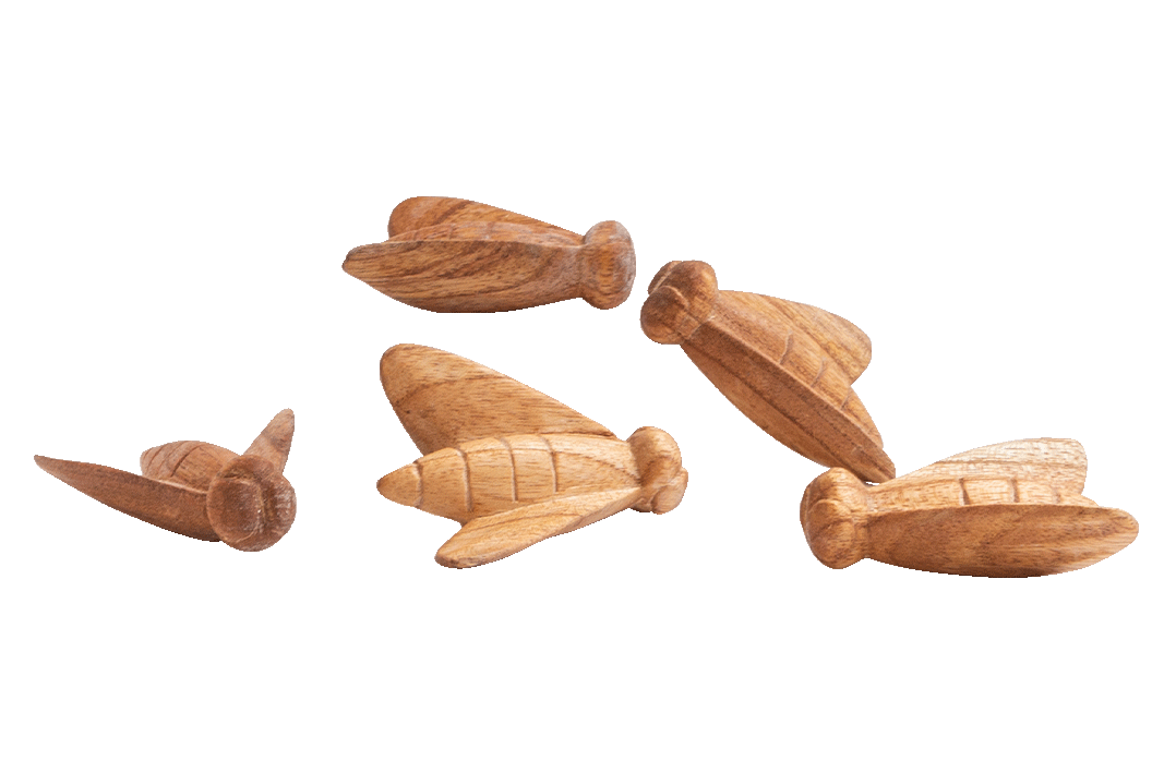 Carved Wooden Bees 5pc | Preschool Equipment Australia