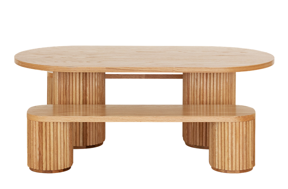 Buy PSE Oak Fluted Oval Table & Bench Set $1649