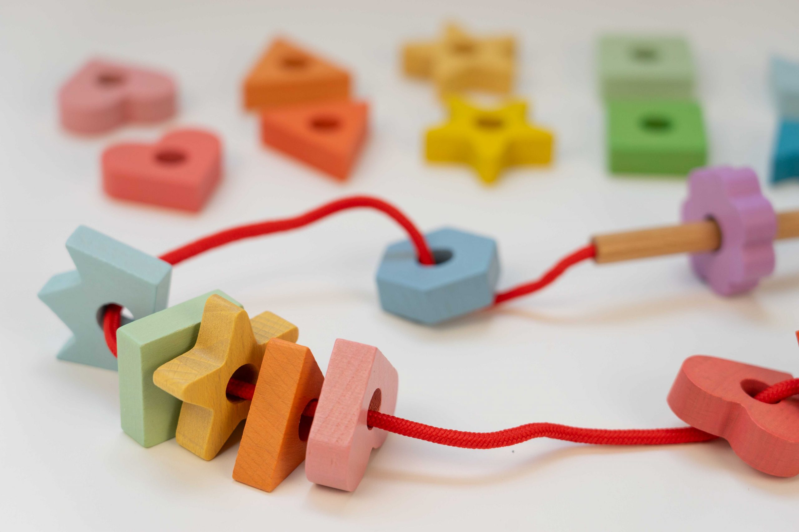 Kids' Rainbow Wooden Lacing Shapes | Preschool Equipment Australia